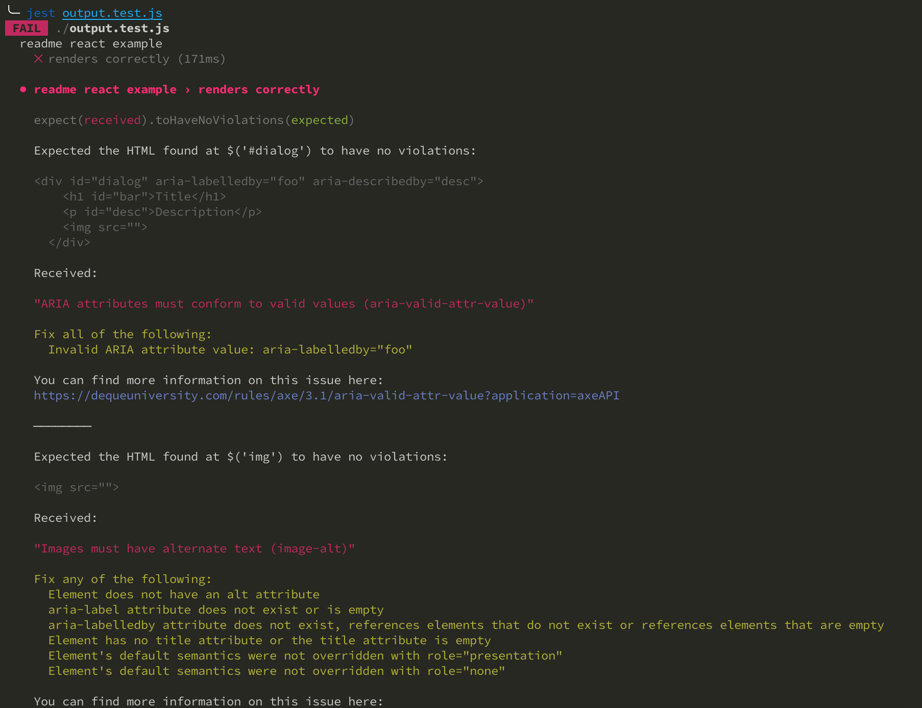 Improve violation reporter · Issue #63 · NickColley/jest-axe · GitHub
