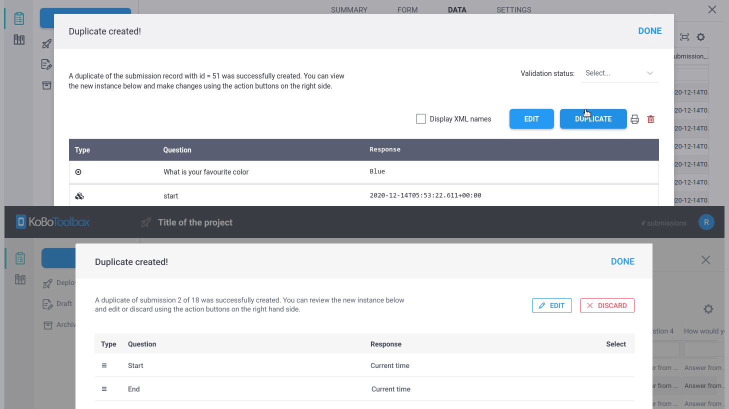 Duplicate submission modal by duvld · Pull Request #2928 · kobotoolbox/kpi · GitHub