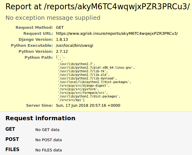 Report "No exception message supplied" · Issue #1826 · kobotoolbox/kpi · GitHub