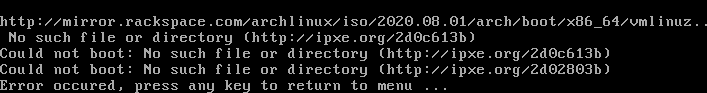 Arch Linux 2020.08.01 - installation files not found · Issue #695 · netbootxyz/netboot.xyz · GitHub