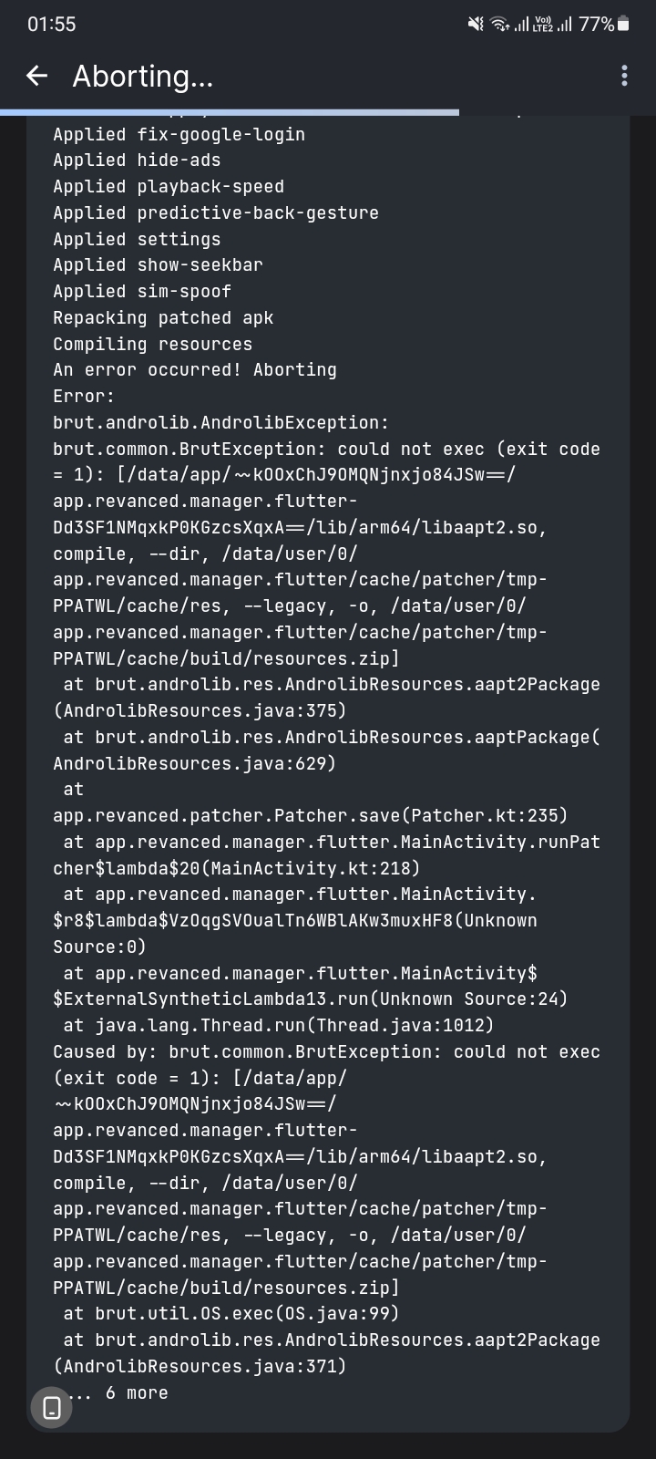 Error while patching tiktok · Issue #607 · ReVanced/revanced-manager · GitHub