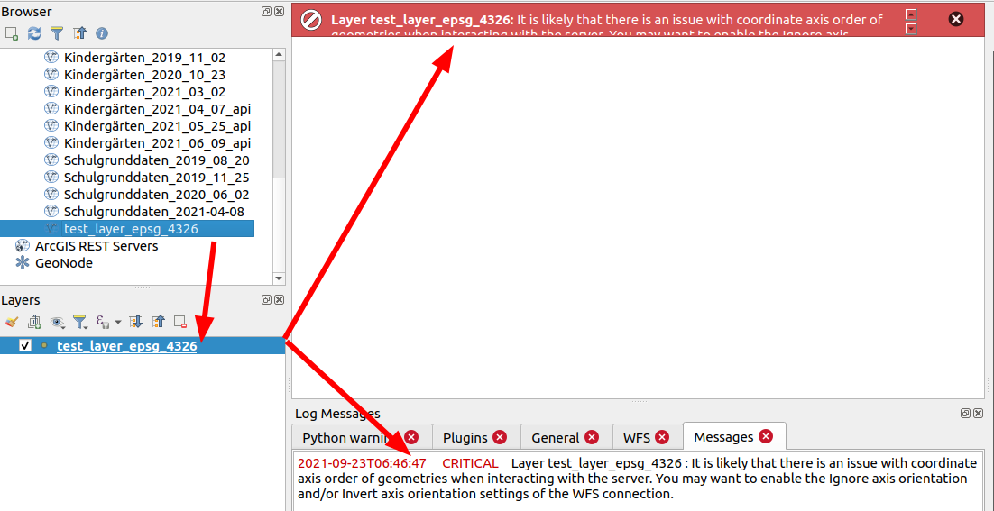 WFS Layer from QGIS Server is not rendered because of an issue with coordinate axis order ...
