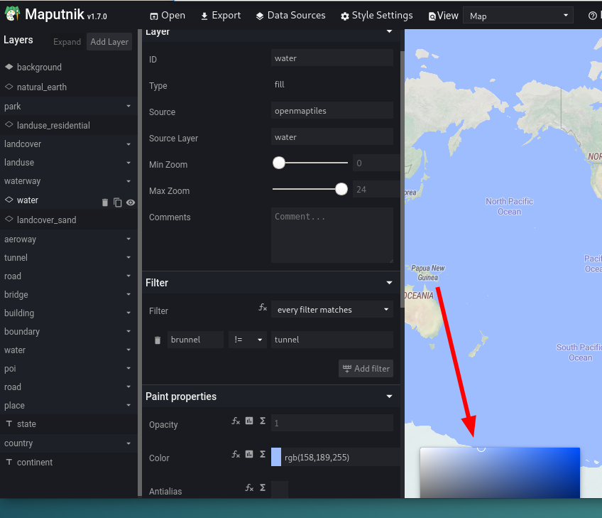 Sometimes color picker is not fully visible · Issue #717 · maplibre/maputnik · GitHub