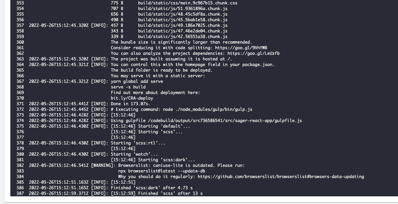 Build Time Out Error: got stuck at Frontend while running gulpfile.js · Issue #2769 · aws ...