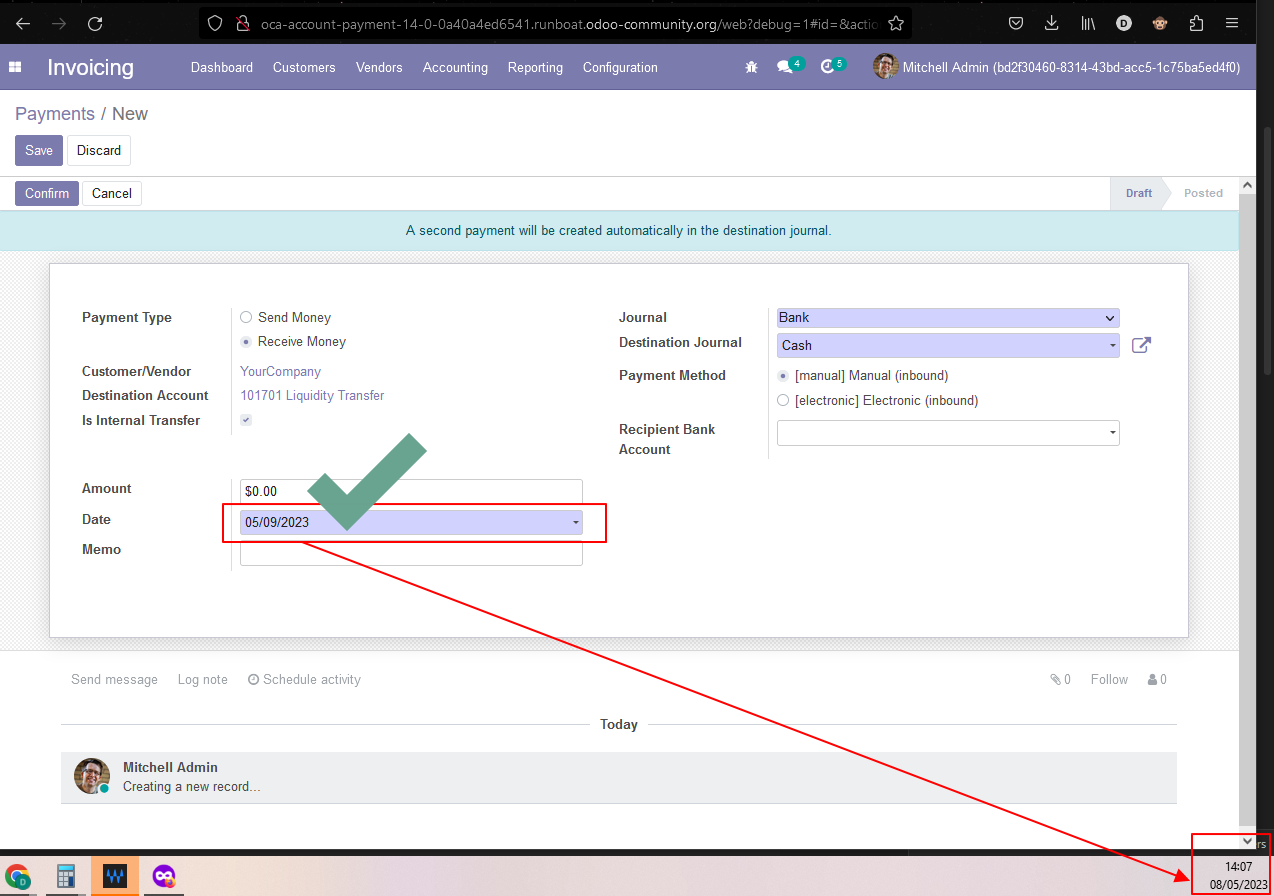 [BUG] [account_payment_paired_internal_transfer] Date of account move does not respect the Date ...