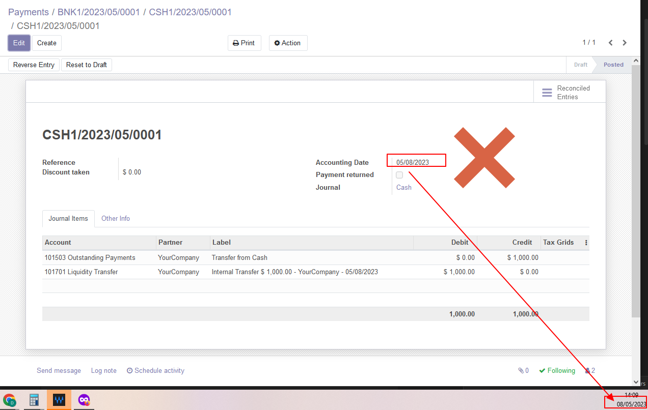 [BUG] [account_payment_paired_internal_transfer] Date of account move does not respect the Date ...
