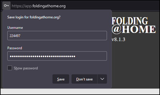 Saving settings, Firefox browser asks to save password · Issue #56 · FoldingAtHome/fah-web ...