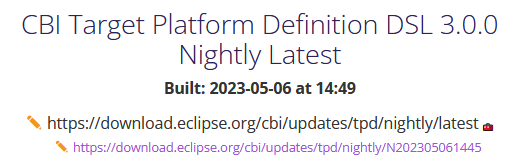 Wrong link target behind nightly update site link · Issue #133 · eclipse-cbi/targetplatform-dsl ...