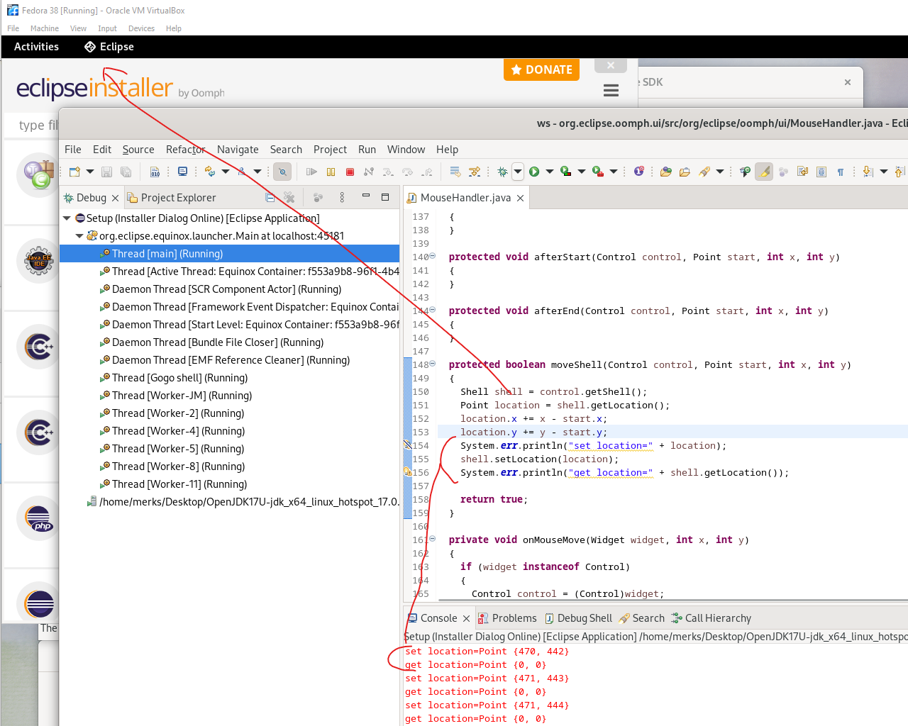 Shell.setLocation doesn't work properly (or at all) on Linux Fedora 38 · Issue #790 · eclipse ...