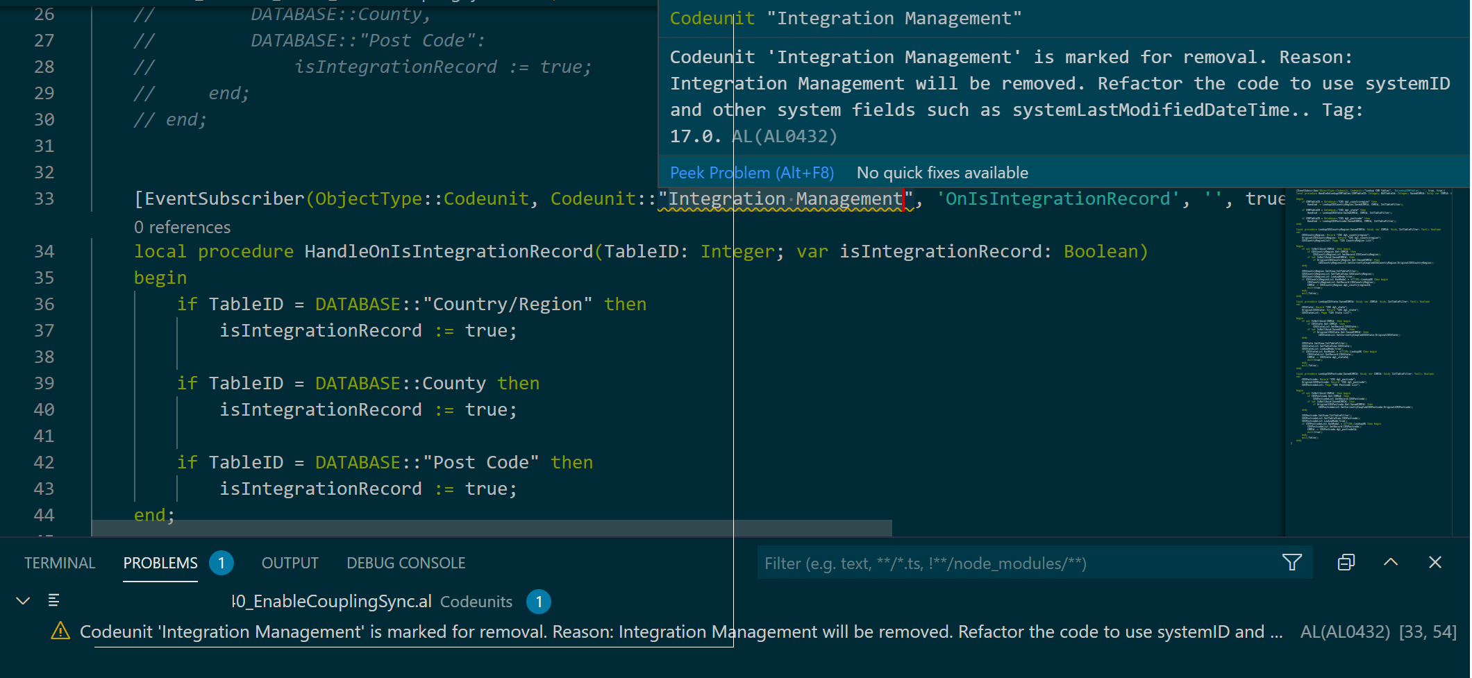 CDS Integration code unit "Integration Management" marked for removal ...
