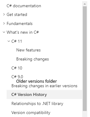Restore explanation and details to C# version history page · Issue ...