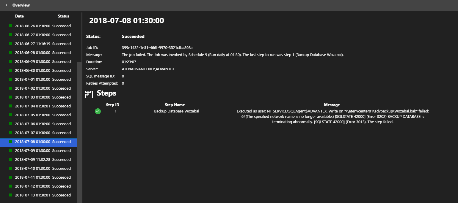 SQL Agent Extension: Job shows as succeeded even when it failed · Issue #1922 · microsoft ...