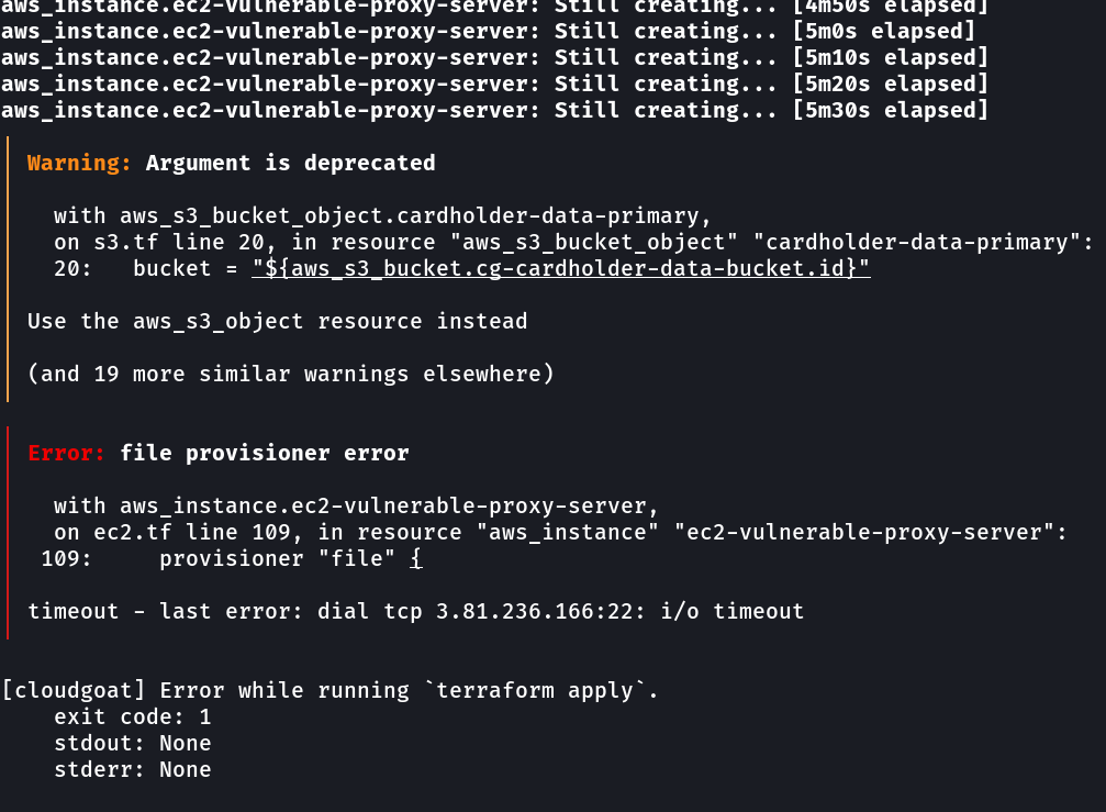 Deployment error for cloud_breach_s3 · Issue #156 · RhinoSecurityLabs/cloudgoat · GitHub