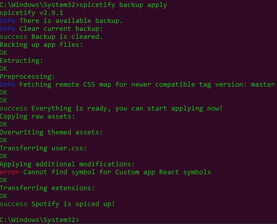 Spicetify apply returns "error Cannot find symbol for Custom app React symbols" · Issue #1515 ...