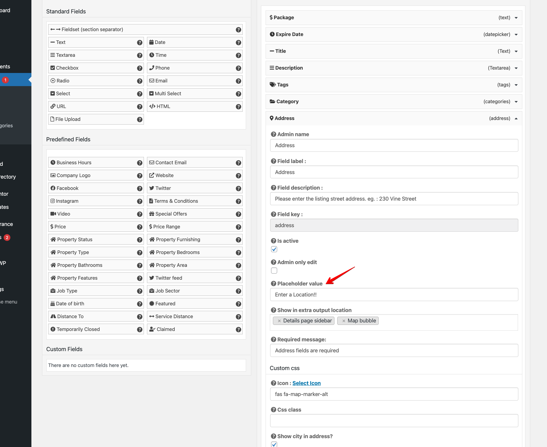 Placeholder value for address, also change the placeholder of "Map View ...