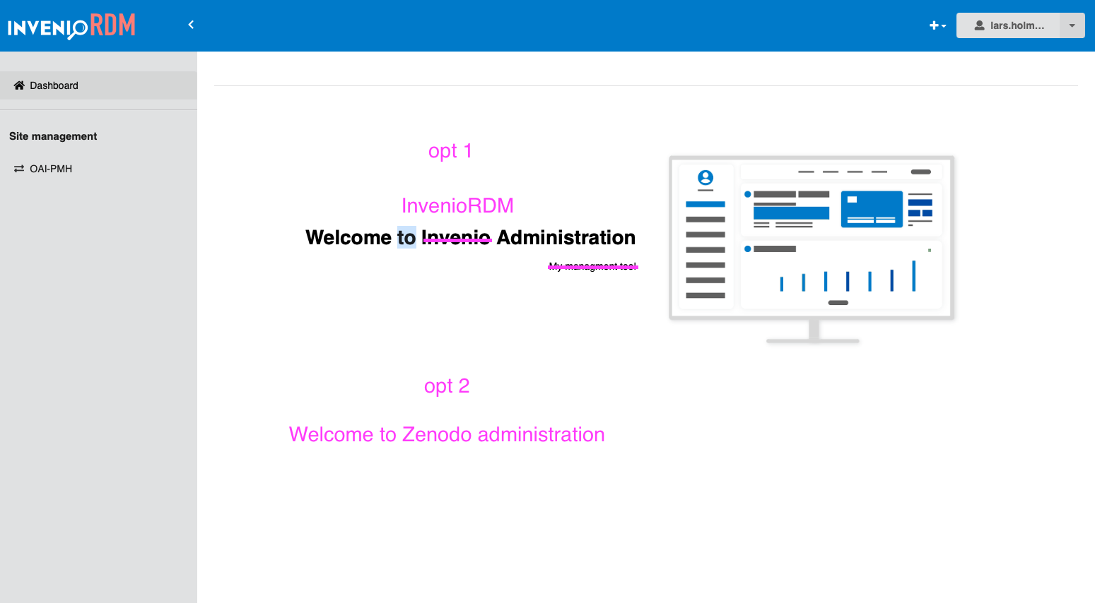 Change InvenioRDM welcome msg in administration · Issue #1901 · inveniosoftware/invenio-app-rdm ...