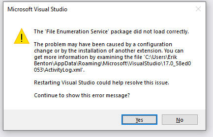 New version crashes visual studio · Issue #940 · ErikEJ/SqlCeToolbox · GitHub