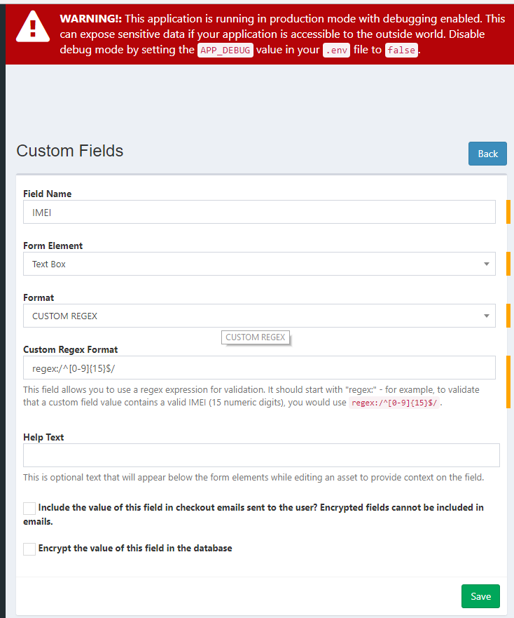 Custom fields of type "CUSTOM REGEX" are always saved as "ANY" · Issue #5896 · snipe/snipe-it ...