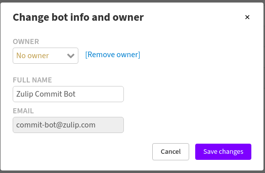 Fix minor bugs in bot management modal · Issue #20831 · zulip/zulip · GitHub