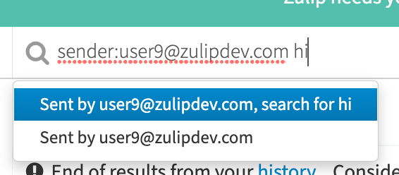Show user pills in search typeahead dropdown even after user is selected · Issue #23365 · zulip ...