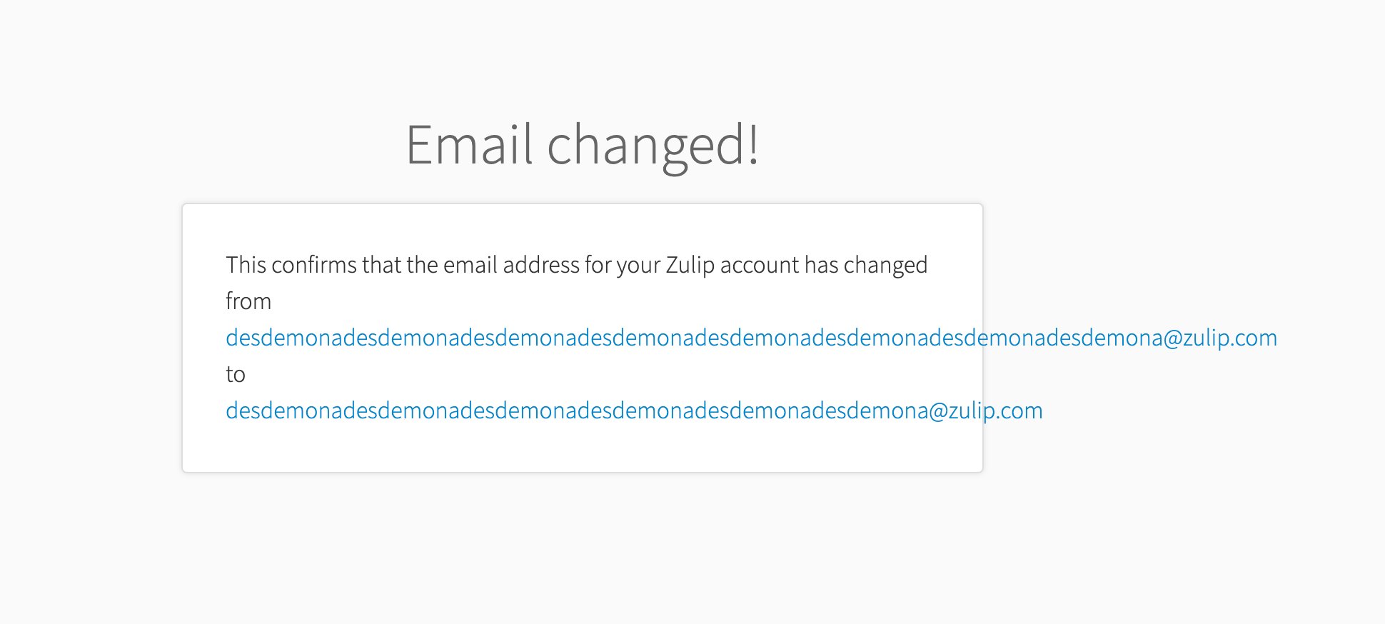 Long email spills out on email change confirmation page · Issue #23654 · zulip/zulip · GitHub