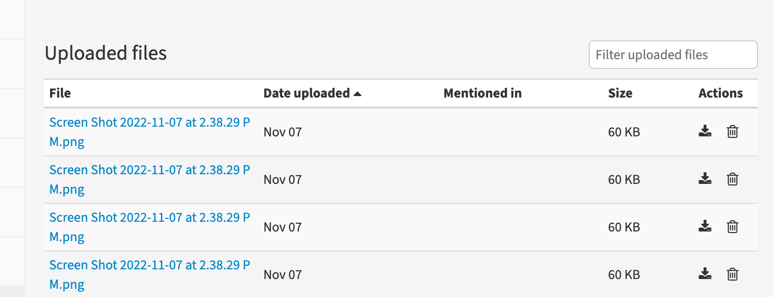 Improve column widths in Settings > Uploaded files · Issue #23738 · zulip/zulip · GitHub