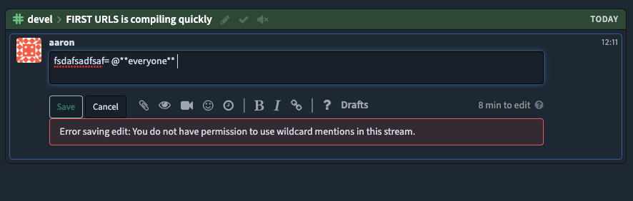 Client Should Check For Wildcard Mention Errors Before Saving In Message Edit Ui · Issue 25411