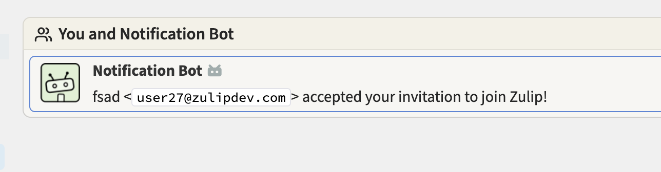 Use silent mentions in personal notification that invite was accepted · Issue #27243 · zulip ...