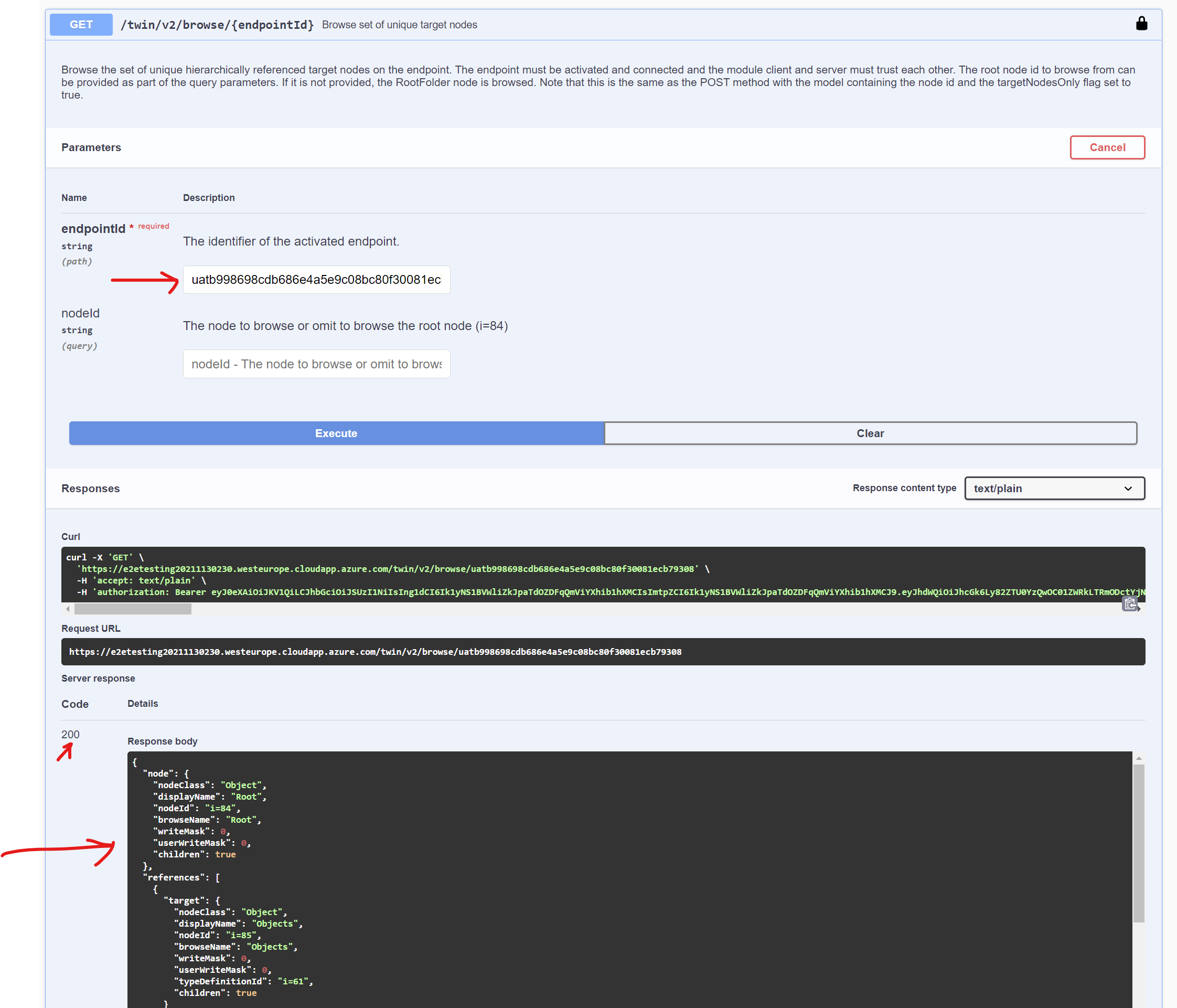 OPC-Twin-Service v2 Swagger's "Try it out" it's working? · Issue #1483 · Azure/Industrial-IoT ...