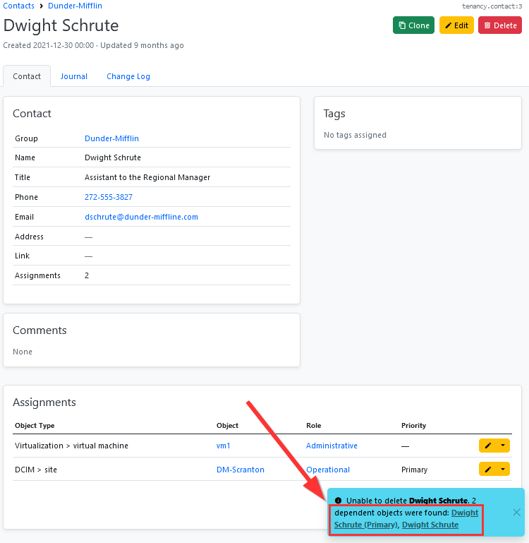 Wrong Dependent Objects When Deleting Contacts · Issue 10491 · Netbox Community Netbox · Github