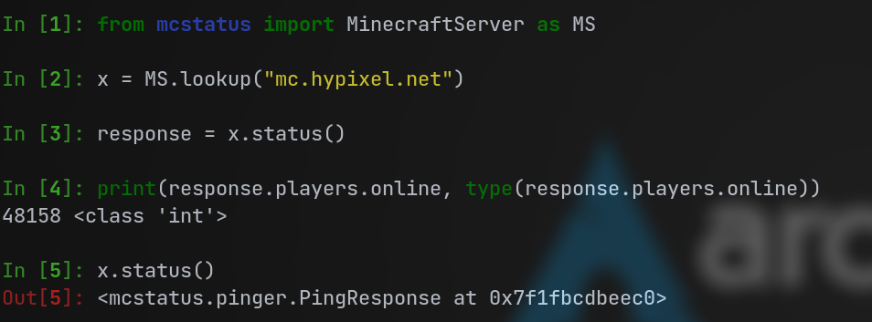 {status.online.players} not displaying as int · Issue #217 · py-mine/mcstatus · GitHub