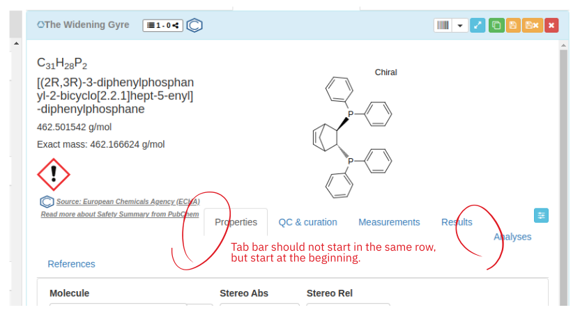 v1.5: Tab bar in sample details pane is off · Issue #1199 · ComPlat/chemotion_ELN · GitHub