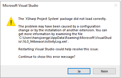 The 'XSharp Project System' package did not load correctly · Issue #852 · X-Sharp/XSharpPublic ...
