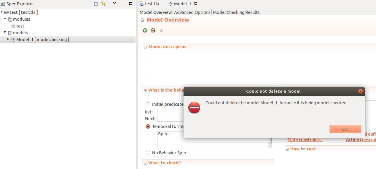 TLA+ Toolbox: Could not delete the model, because it is being model checked · Issue #163 ...