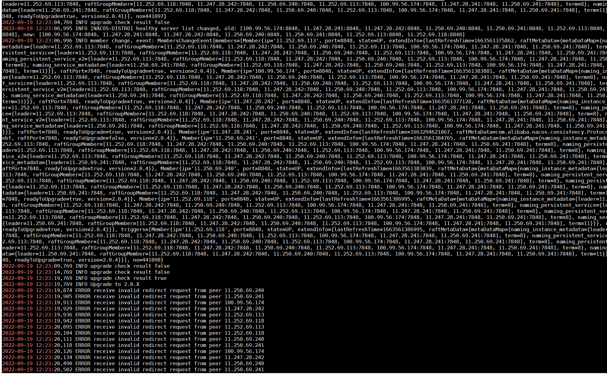 Receive Invalid Redirect Request From Peer 导致节点数据脑裂 Nacos 码客