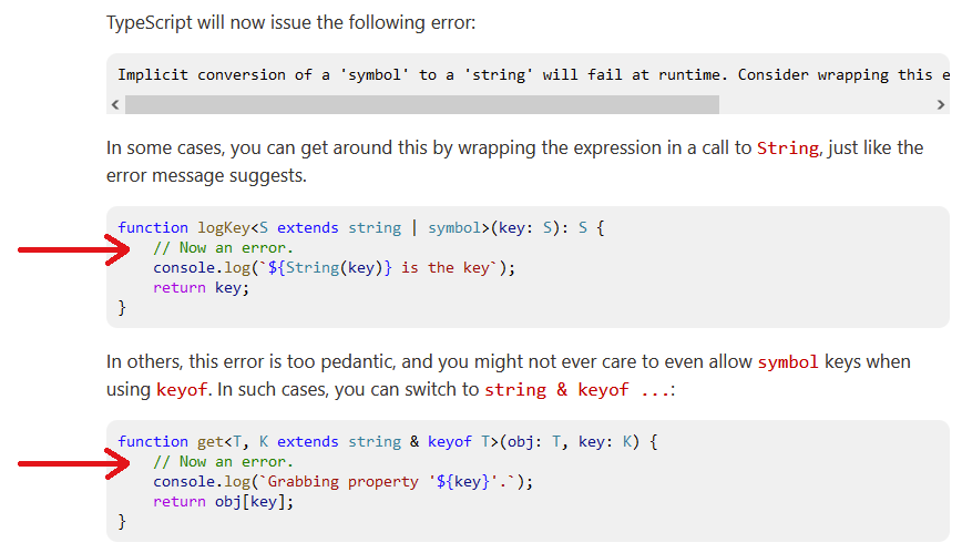 Docs: Announcing TS 4.7: error in "Stricter Checks with Template String Expressions" · Issue ...