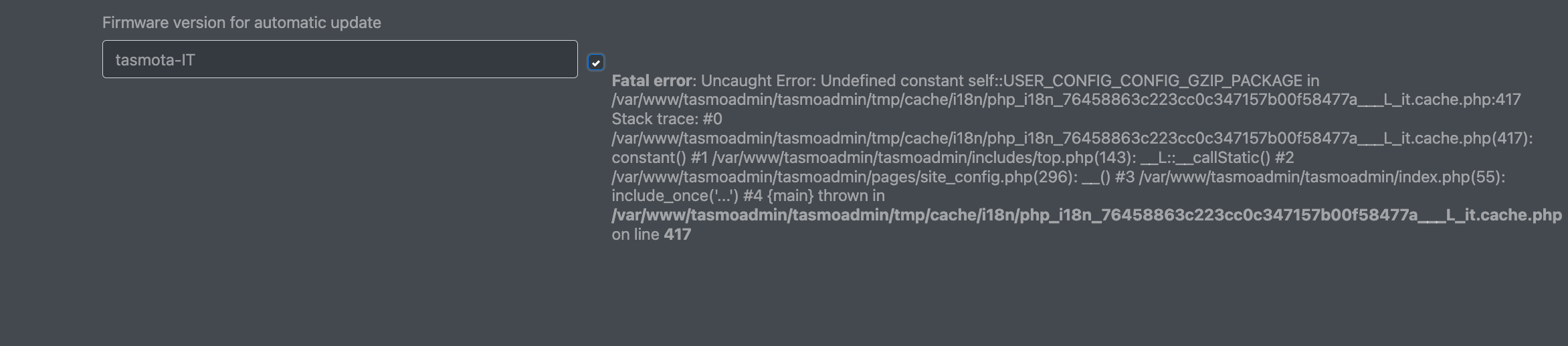 Fatal error: Uncaught Error: Undefined constant self::USER_CONFIG_CONFIG_GZIP_PACKAGE · Issue ...