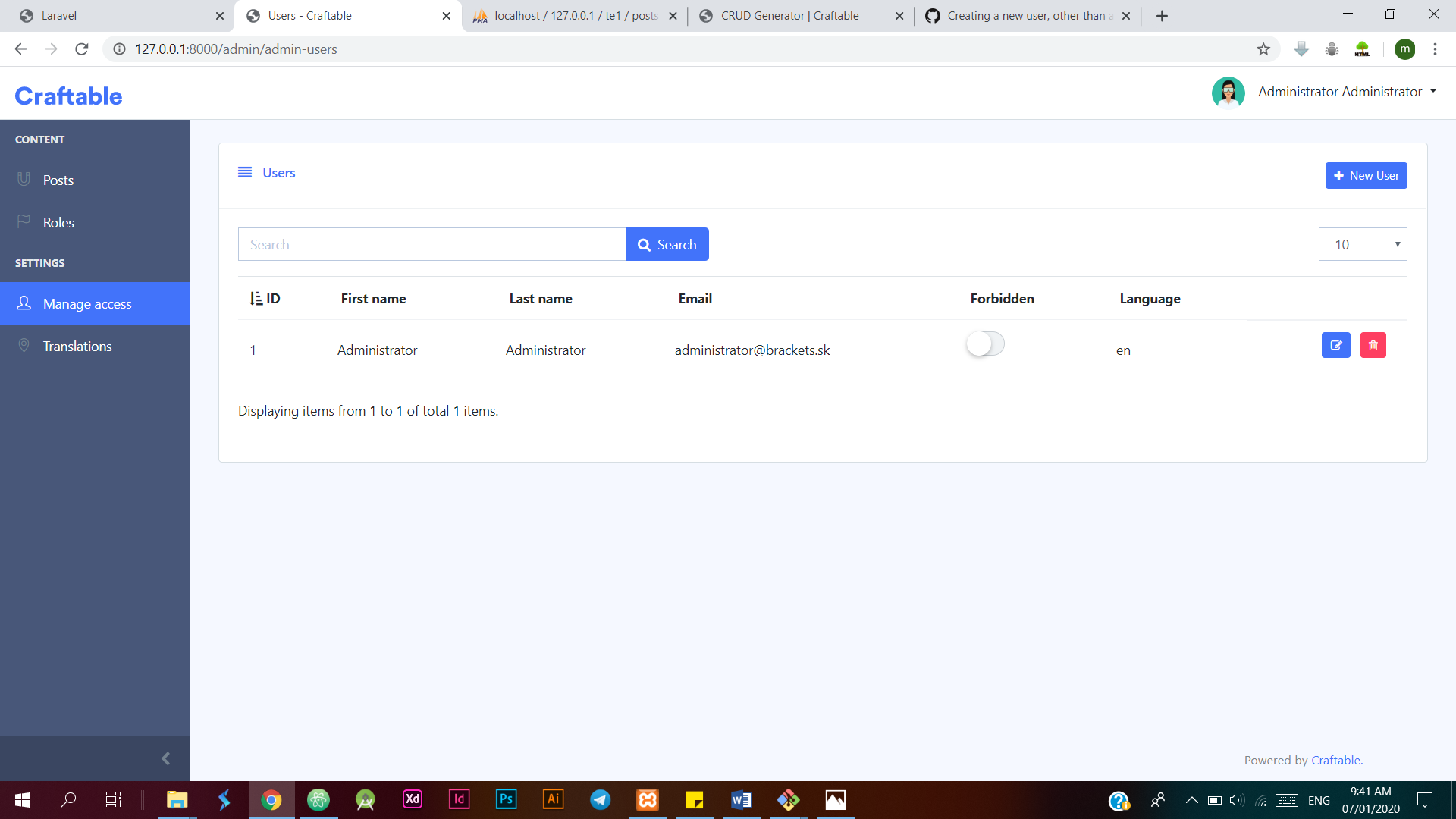 Creating a new user, other than admin · Issue #177 · BRACKETS-by-TRIAD/craftable · GitHub