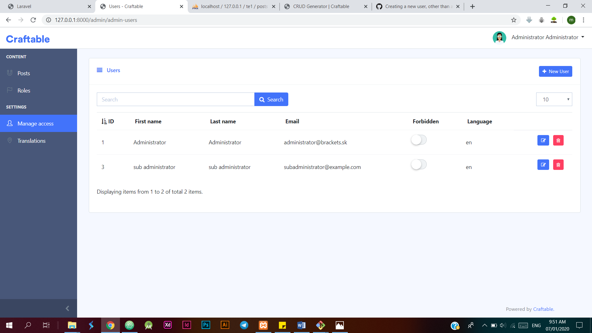 Creating a new user, other than admin · Issue #177 · BRACKETS-by-TRIAD/craftable · GitHub