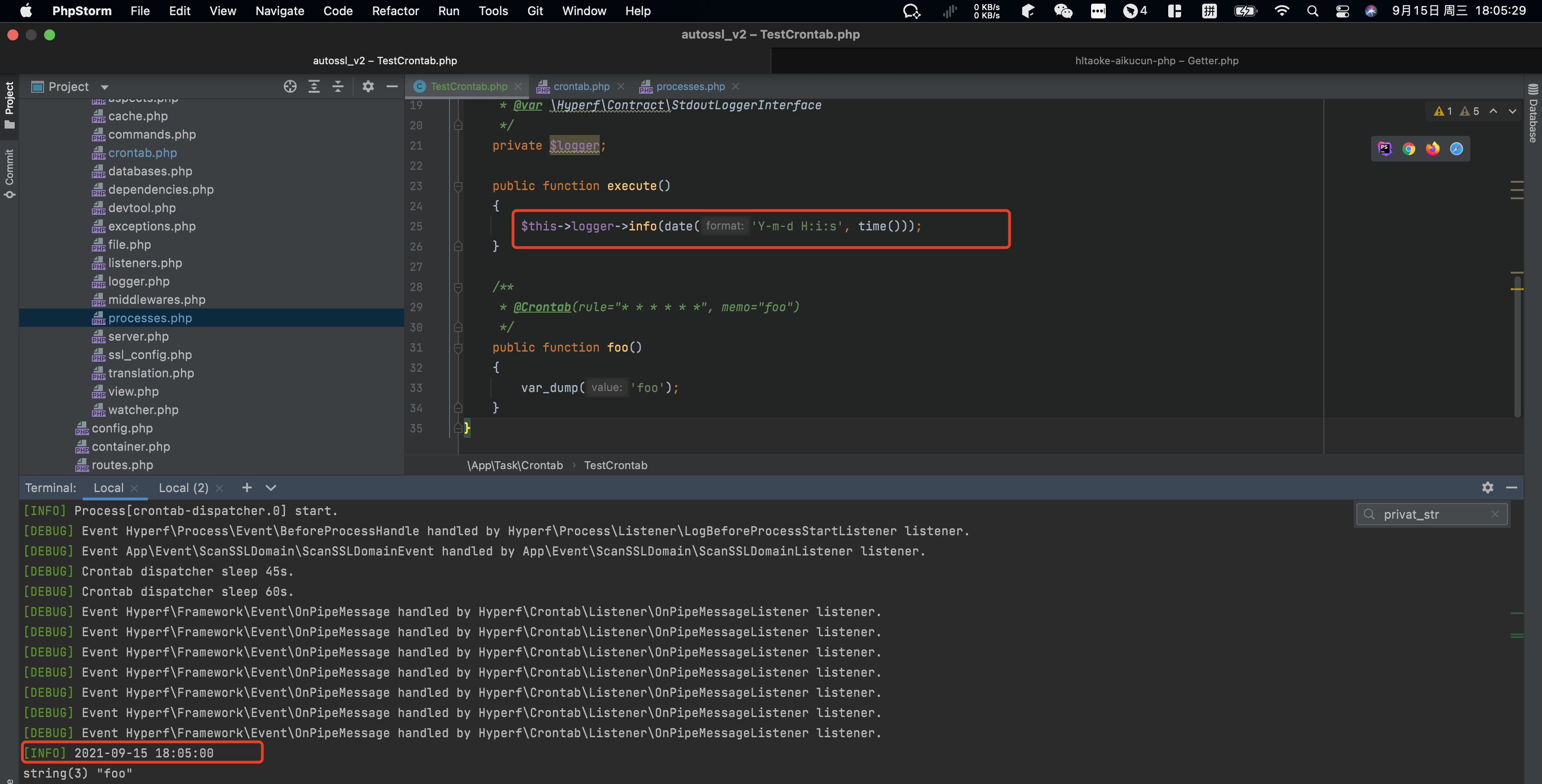 [BUG] watch热启动，时间是本地时间，php bin/hyperf.php start 时间是UTC时间，导致crontab任务时间不准 · Issue #4059 · hyperf ...