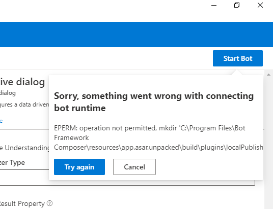 Composer Electron app - start bot fails (bot has LU content) · Issue #2862 · microsoft ...