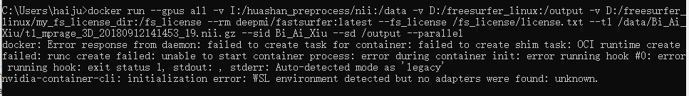 Gpu Error Using Docker On Windows · Issue 329 · Deep Mi Fastsurfer · Github