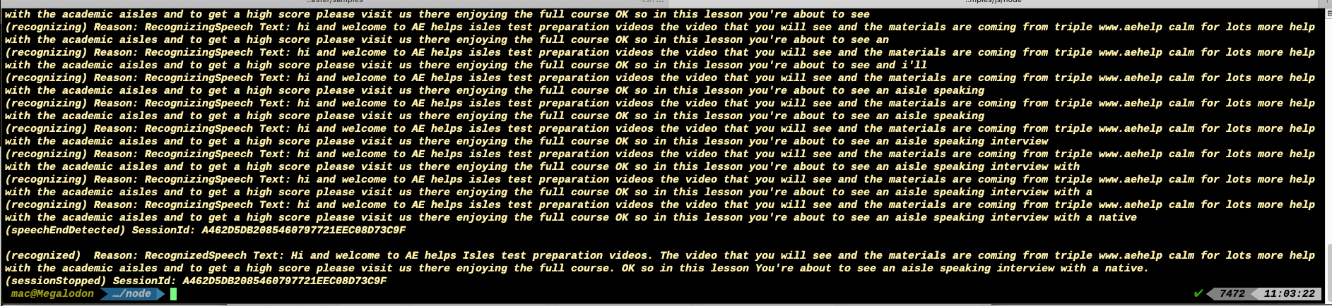 nodeJS speech to text errors initial silence timeout. · Issue #695 · Azure-Samples/cognitive ...