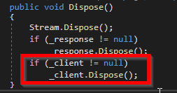 Bug: Client will be disposed in FileResponse but "Dispose HttpClient ...