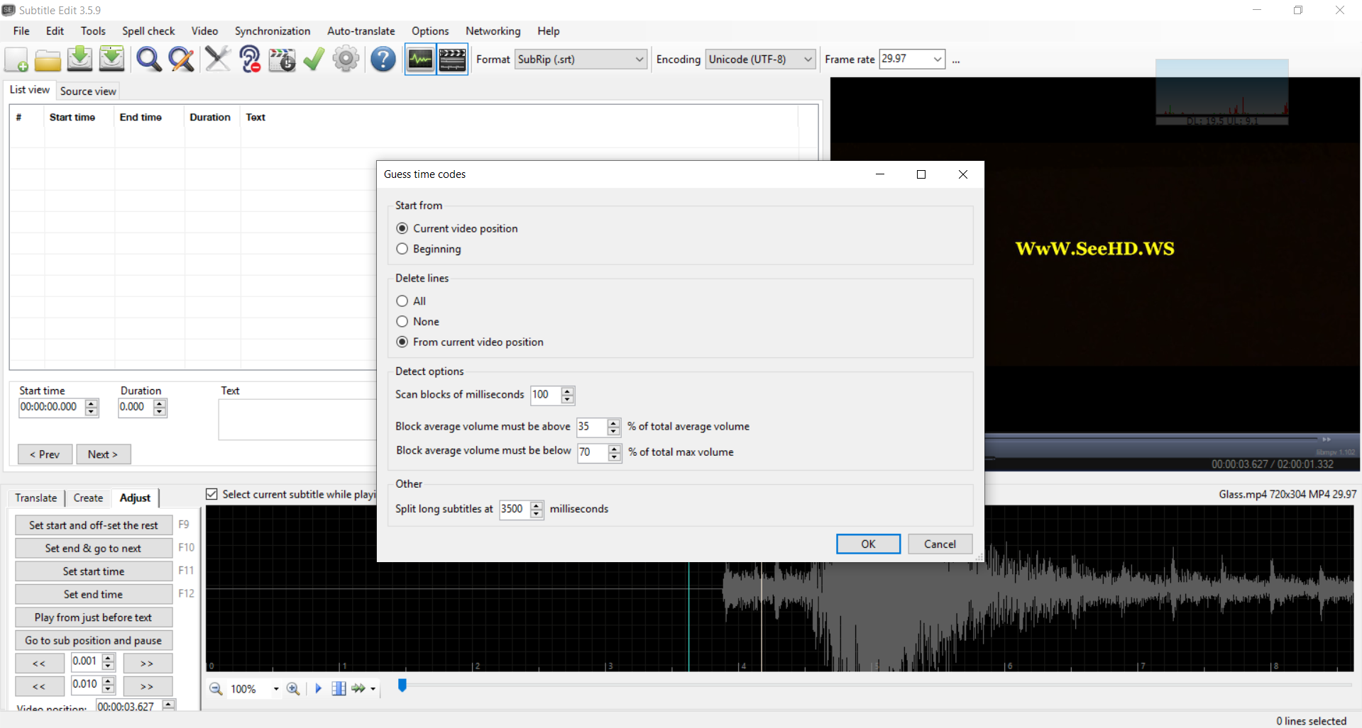 How to automatically create sections of speech activity? · Issue #3509 · SubtitleEdit ...