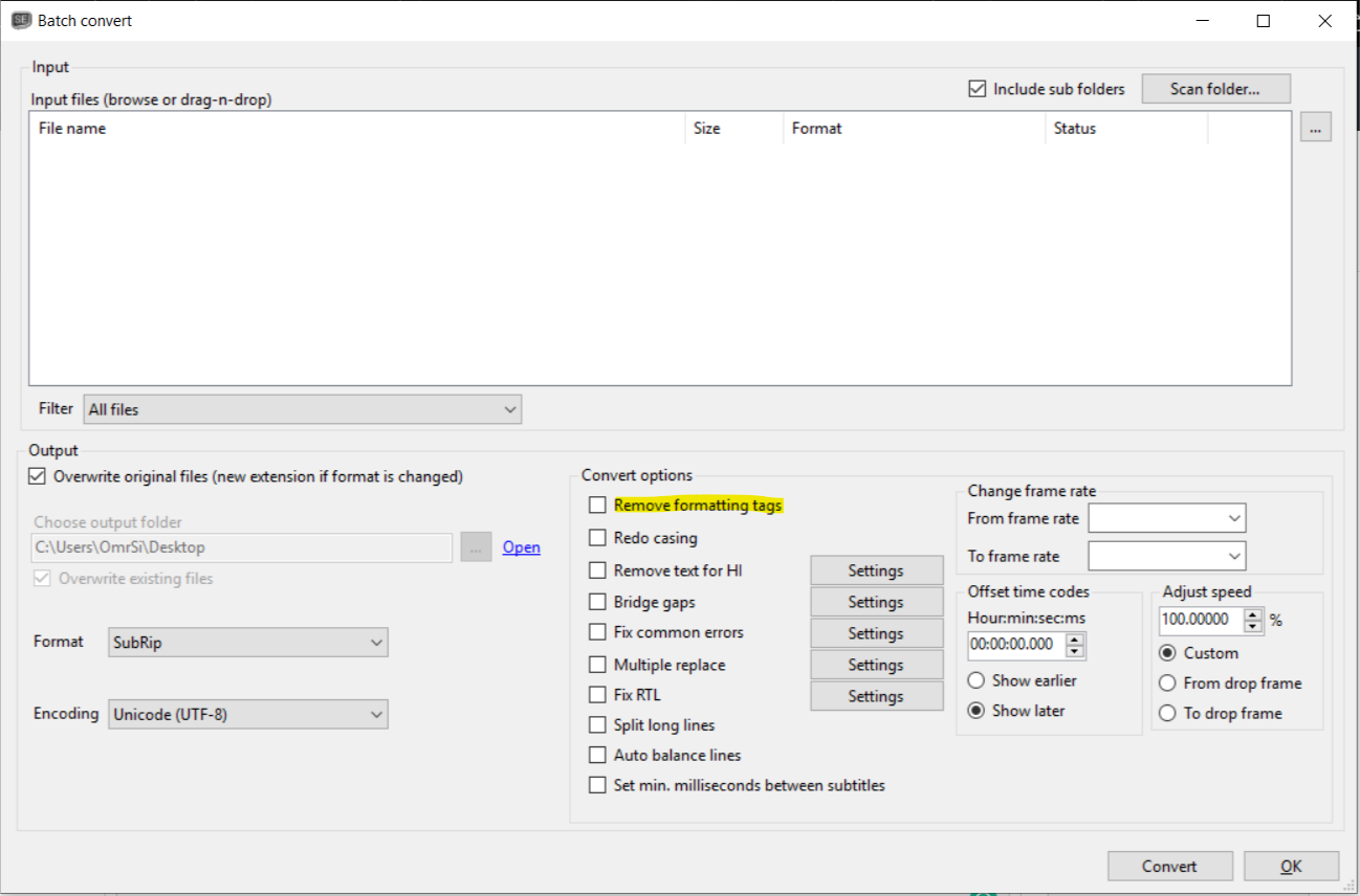 Remove formating from srt via command line · Issue #3537 · SubtitleEdit/subtitleedit · GitHub