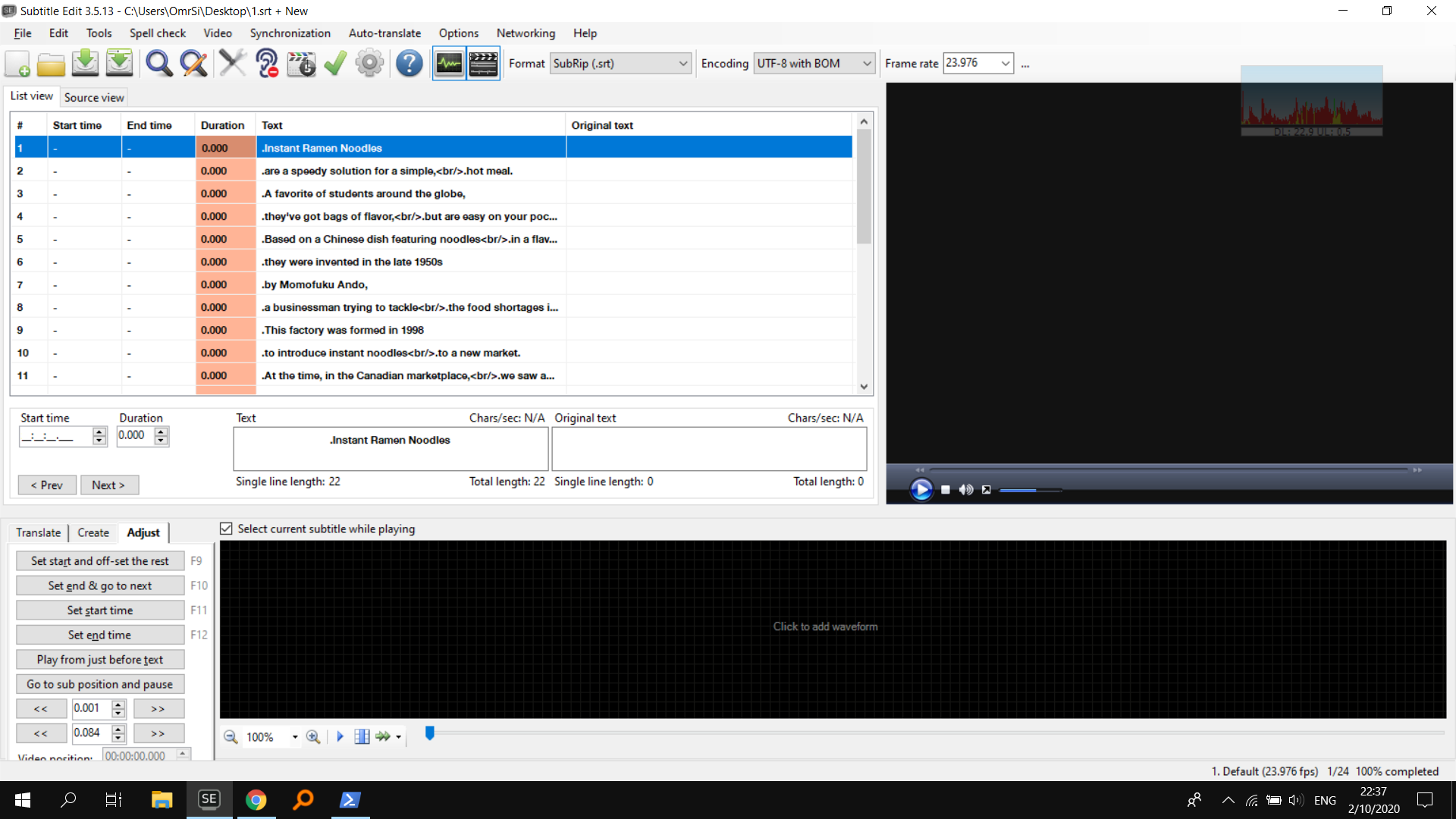 [Bug] opening original subtitle with no time codes doesn't work · Issue #3974 · SubtitleEdit ...