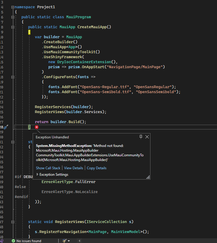 [bug] Missing Method Usemauicommunitytoolkit · Issue 1 · Shinyorg Templates · Github