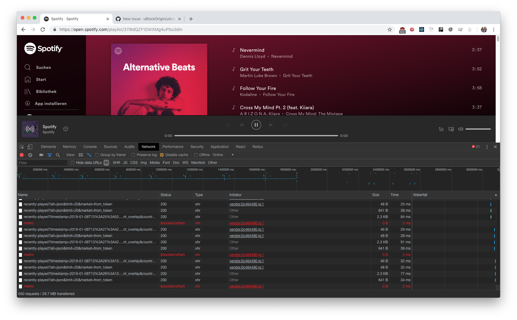 spotify.com Music stops after some tracks · Issue #4576 · uBlockOrigin ...