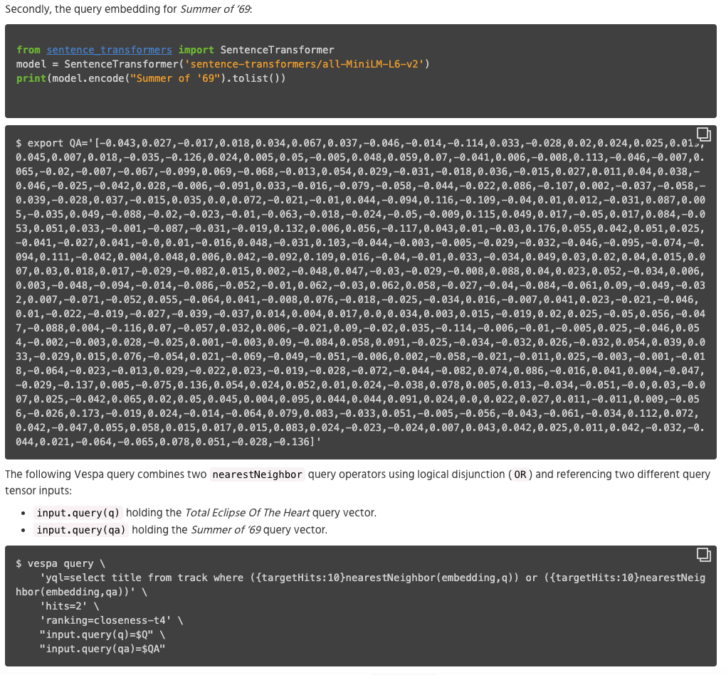 Rewrite nearest neighbor search guide to use native hf embedders · Issue #28088 · vespa-engine ...